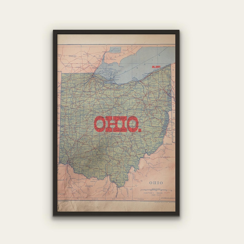 Vintage Ohio Map Print: Antique Wall Art - Etsy