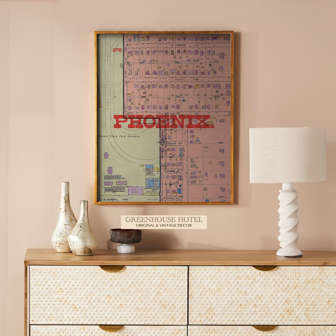 Vintage Phoenix Map DOWNLOADABLE Antique Historic Art Americana Decor ...