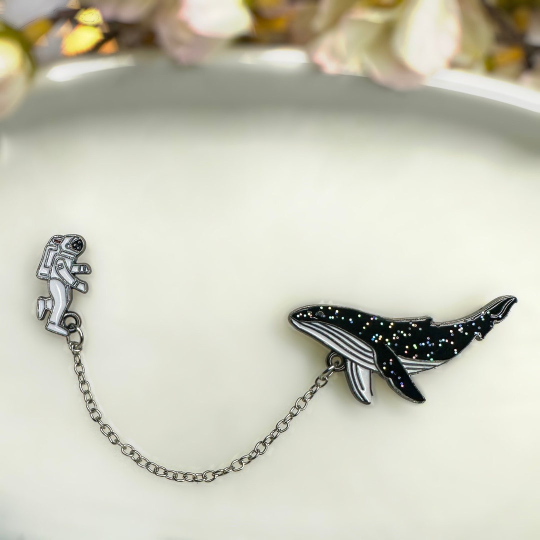 Space Frontier Enamel Pin Cosmos Astronaut and Whale in the True ...