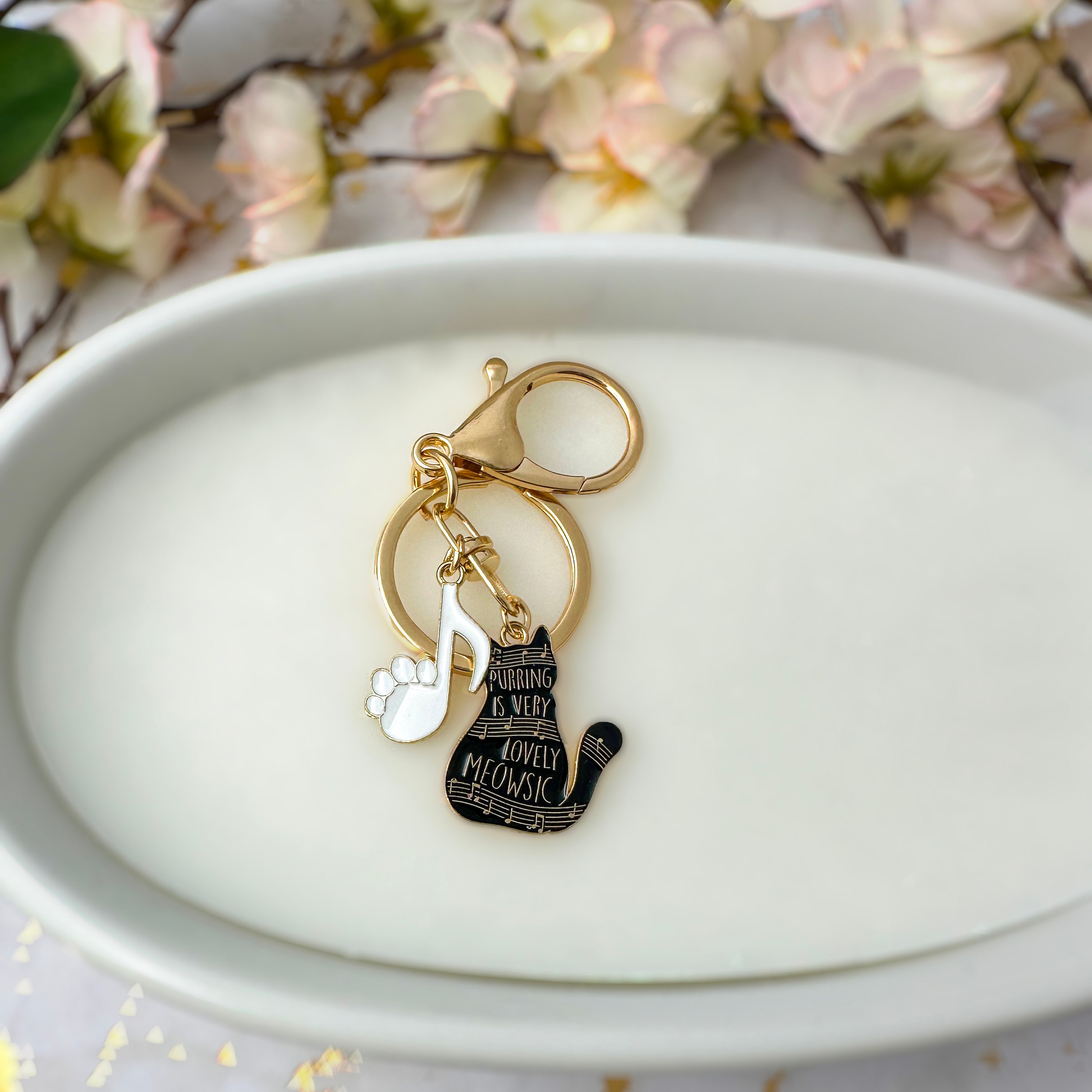 Purr-fect Harmony Cat Keychain Musical Kittys Notes Quirky Gift for Pet ...