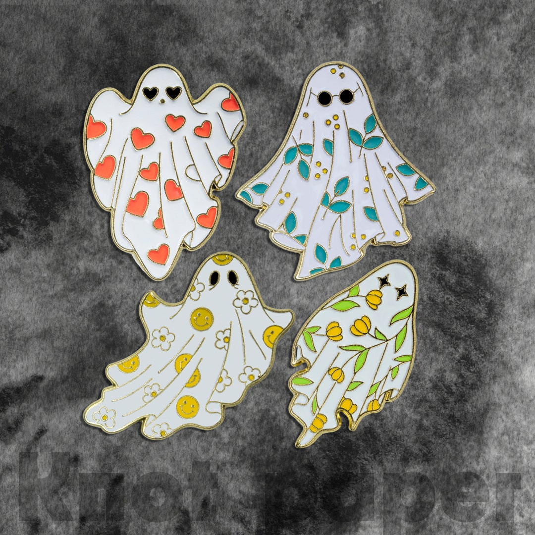 Spooky Ghosts Lovely Enamel Pin Collection Heart Ghost, Halloween Pin ...
