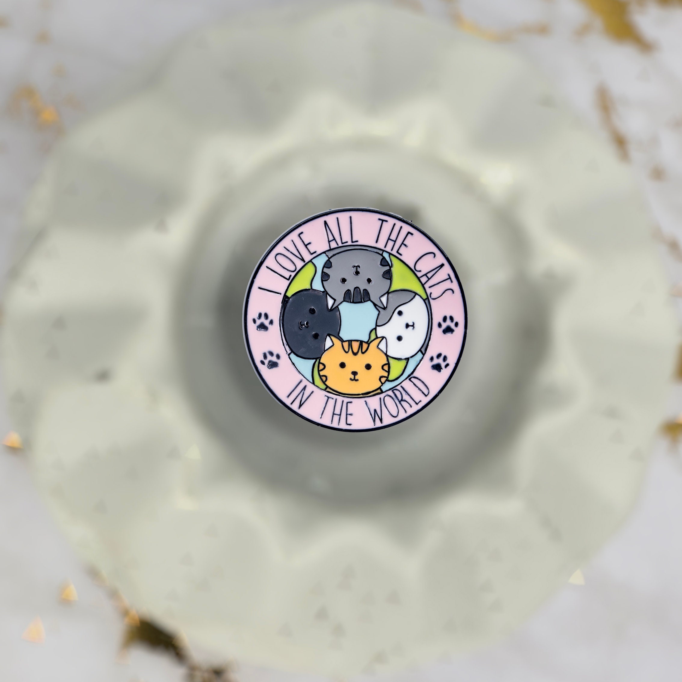 I Love All the Cats in the World Enamel Pin A Colorful Ode to Calico ...