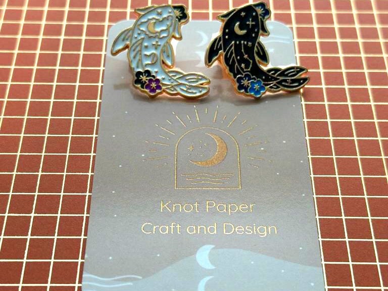 Zodiac Astral Koi Fish Yin Yang Pins: Set of 2 Harmony Enamel Pin ...