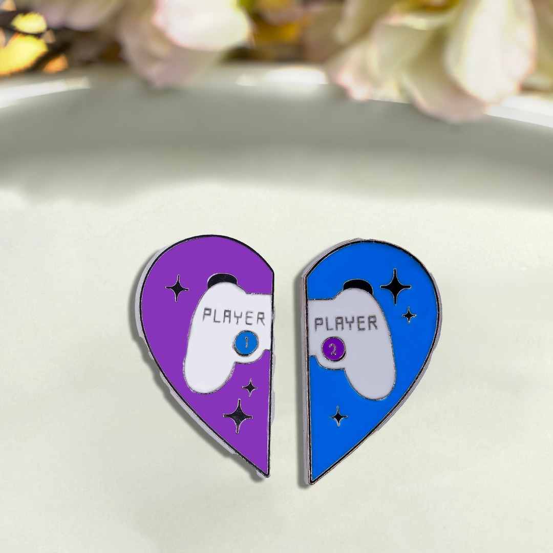 Gamer Heart Enamel Pin Set Player 1 Player 2 Matching Pins, Perfect for ...