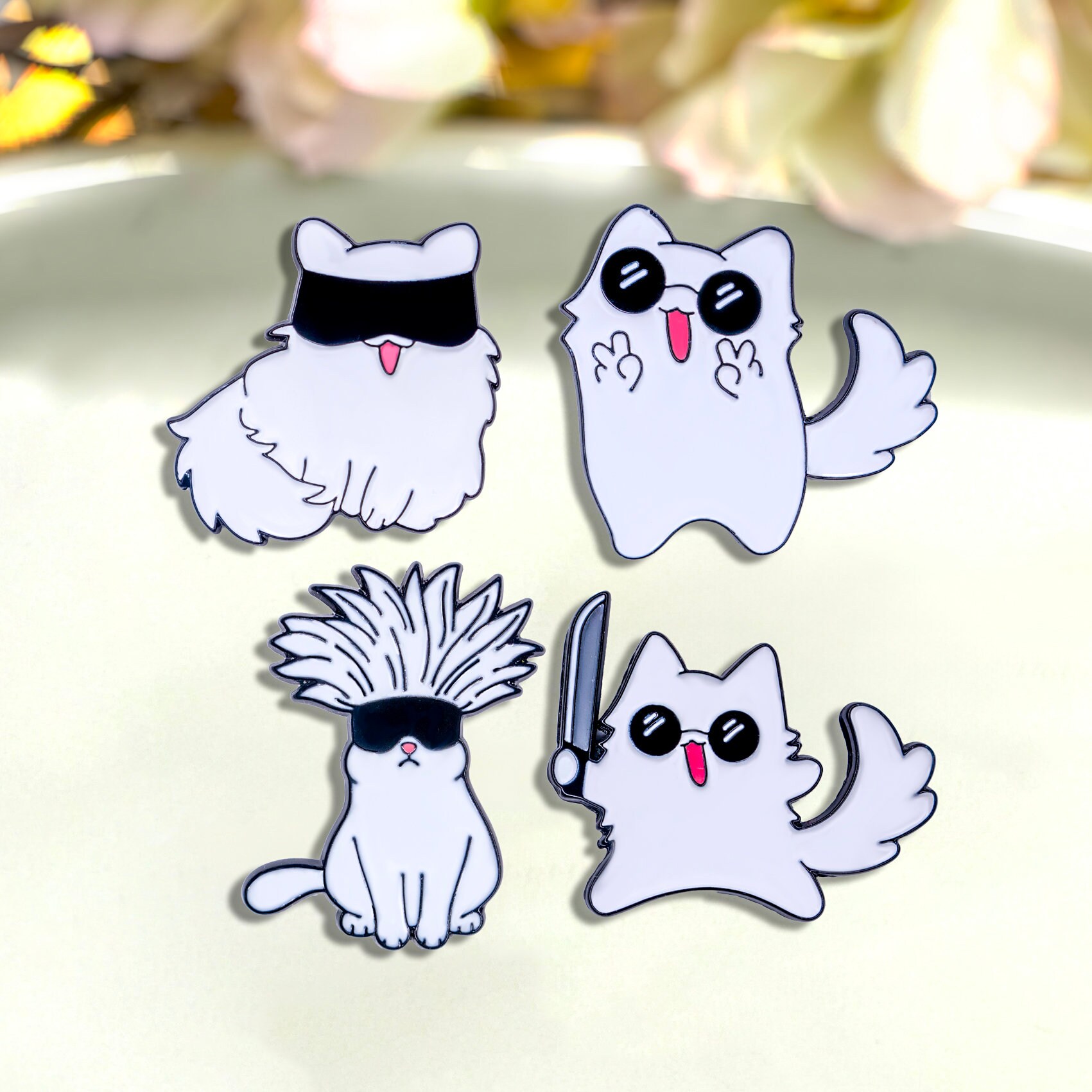 Kawaii Cat Gojo Enamel Pin From Anime Jujutsu Kaisen Otaku Collection ...