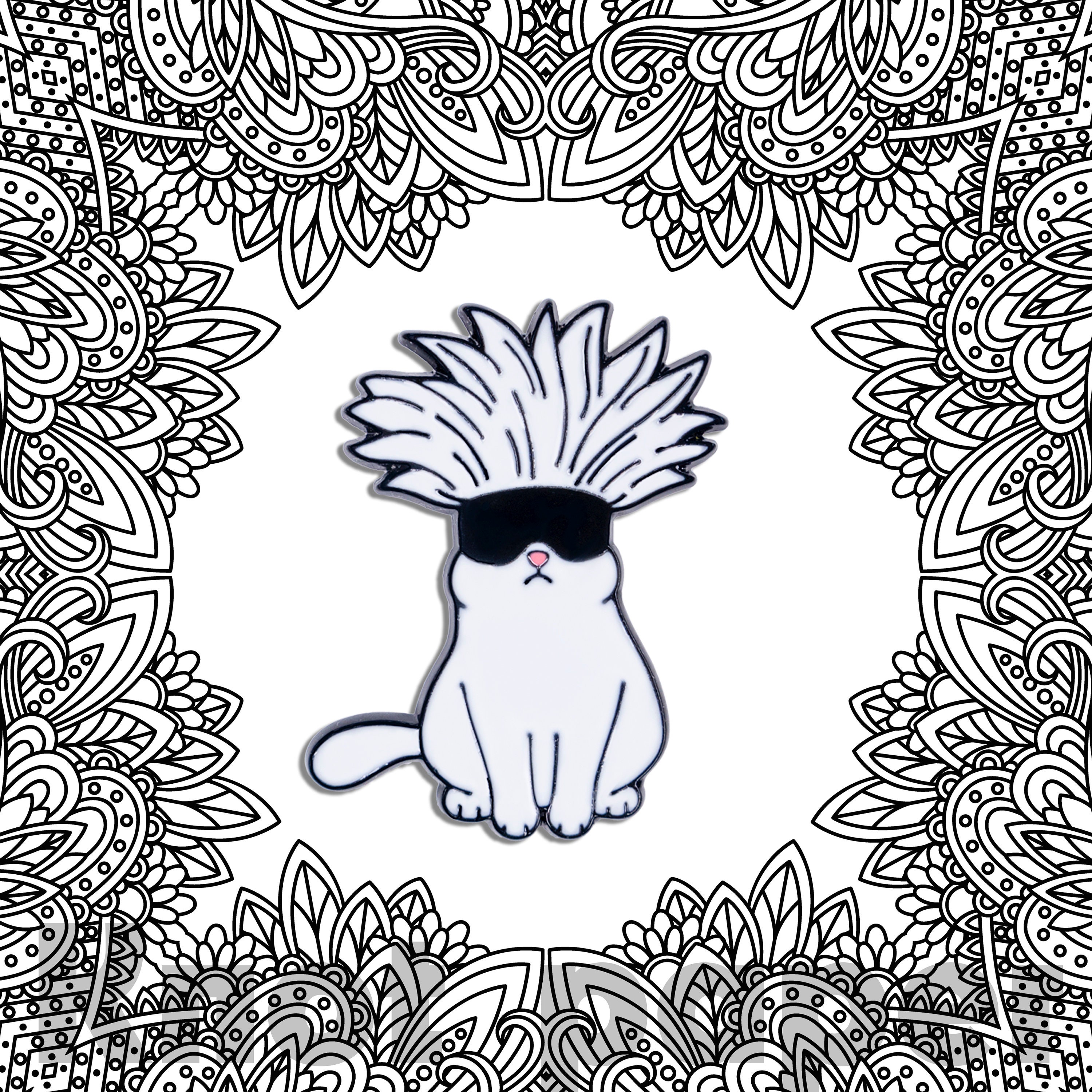 Kawaii Cat Gojo Enamel Pin From Anime Jujutsu Kaisen Otaku Collection ...