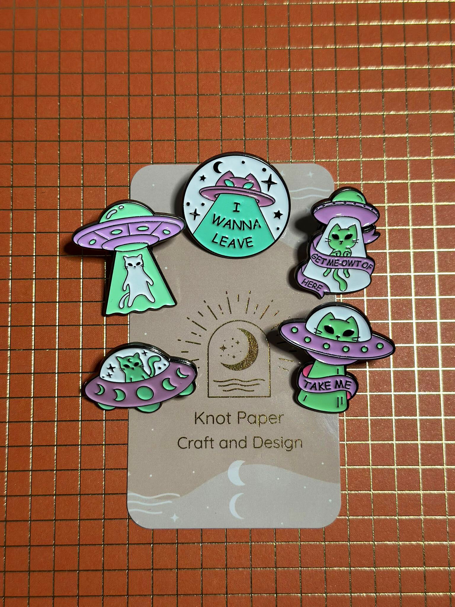 Cosmic Kitties Enamel Pins: 5-set Adventure Galactic Space Alien Cats ...