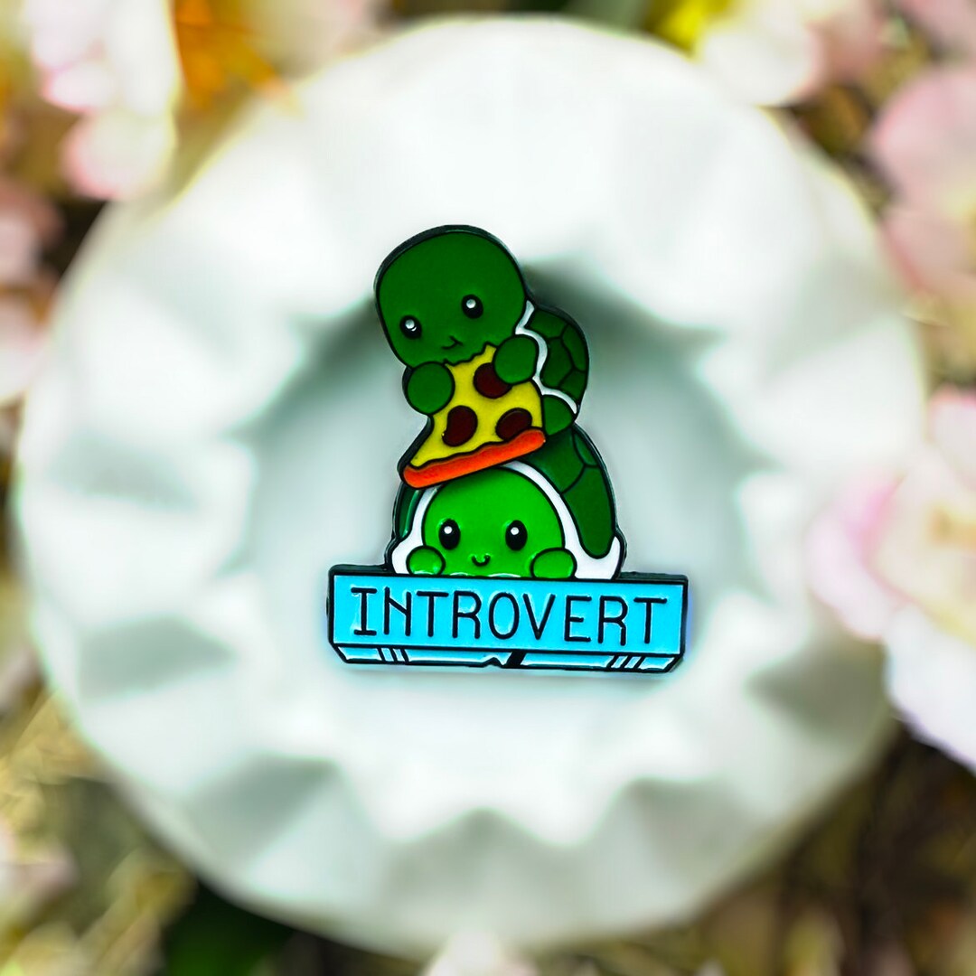 Introvert Turtle Enamel Pin Cute Kawaii Badge for Turtle Lovers ...