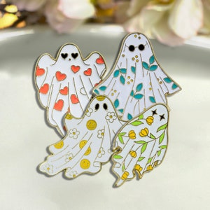 Spooky Ghosts Lovely Enamel Pin Collection Heart Ghost, Halloween Pin ...