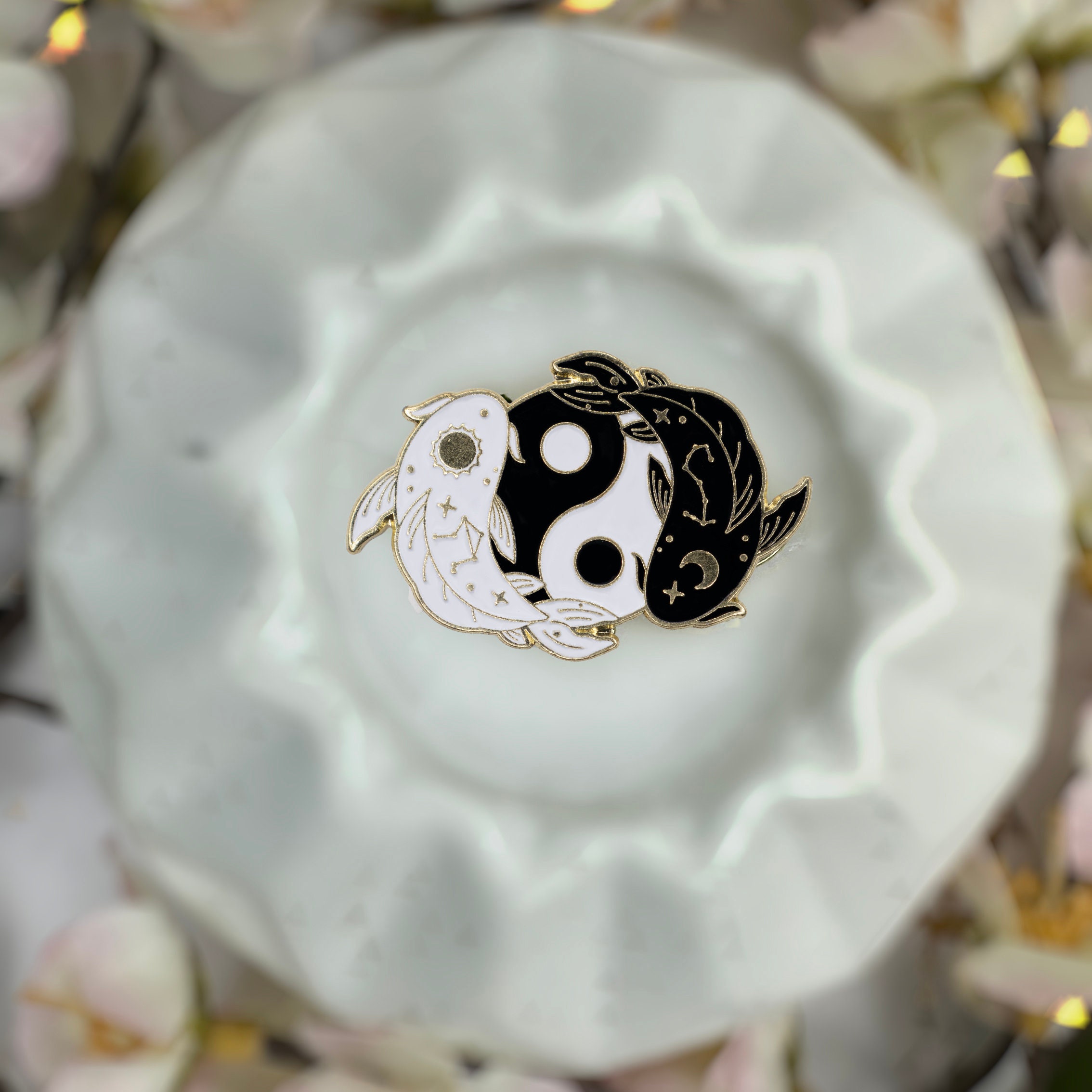 Koi Fish Yin Yang Enamel Pin Symbolic Balance and Tranquility Pin ...