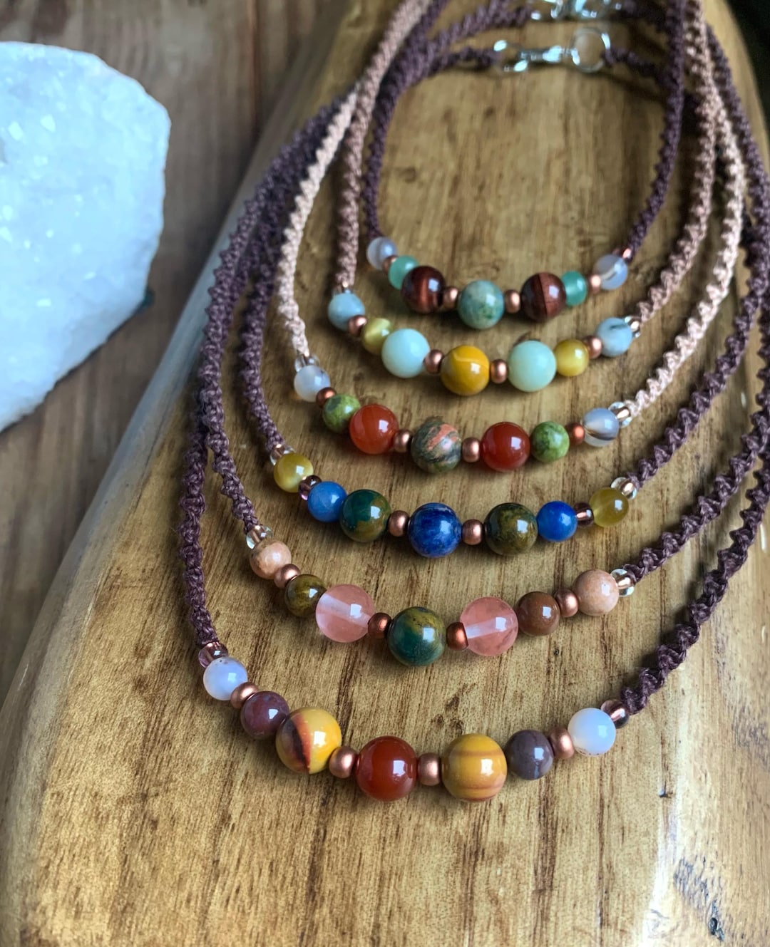 Custom Crystal Beaded Necklaces With Hemp Cord & Seed Beads - Made to ...