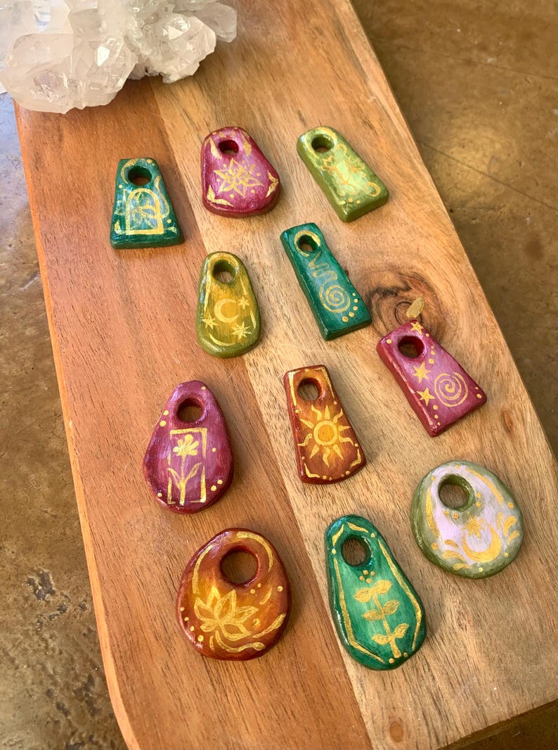Hand-carved & Hand-painted Colorful Symbolic / Boho / Nature Inspired ...