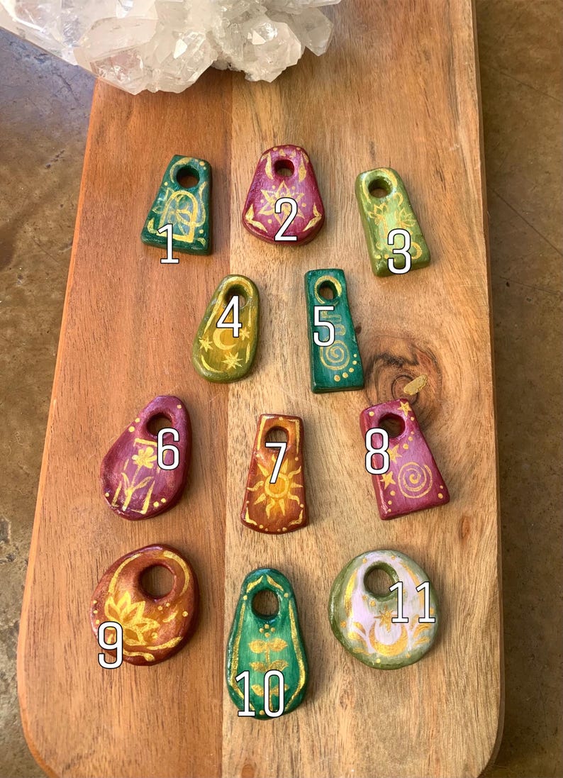 Hand-carved & Hand-painted Colorful Symbolic / Boho / Nature Inspired ...