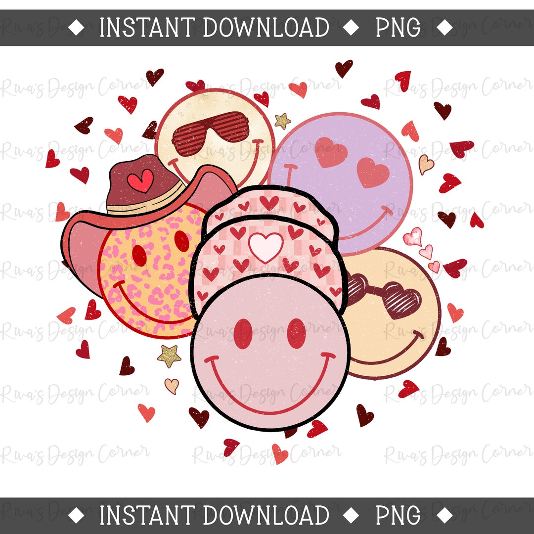 Valentines Day Love Smile,valentines Smiley Faces PNG Sublimation ...