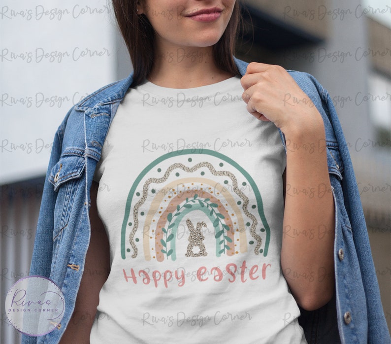 Happy Easter Bunny Digital Png File Rabbit Rainbow Watercolor Leopard ...