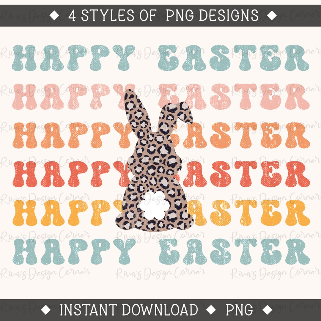 Happy Easter Digital PNG File Stacked Cheetah Leopard Bunny Rabbit ...