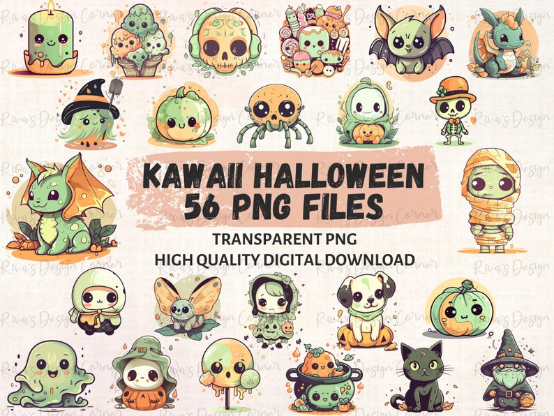 Kawaii Halloween Cute Pastel Candy Clip Art Bundle Happy Halloween ...