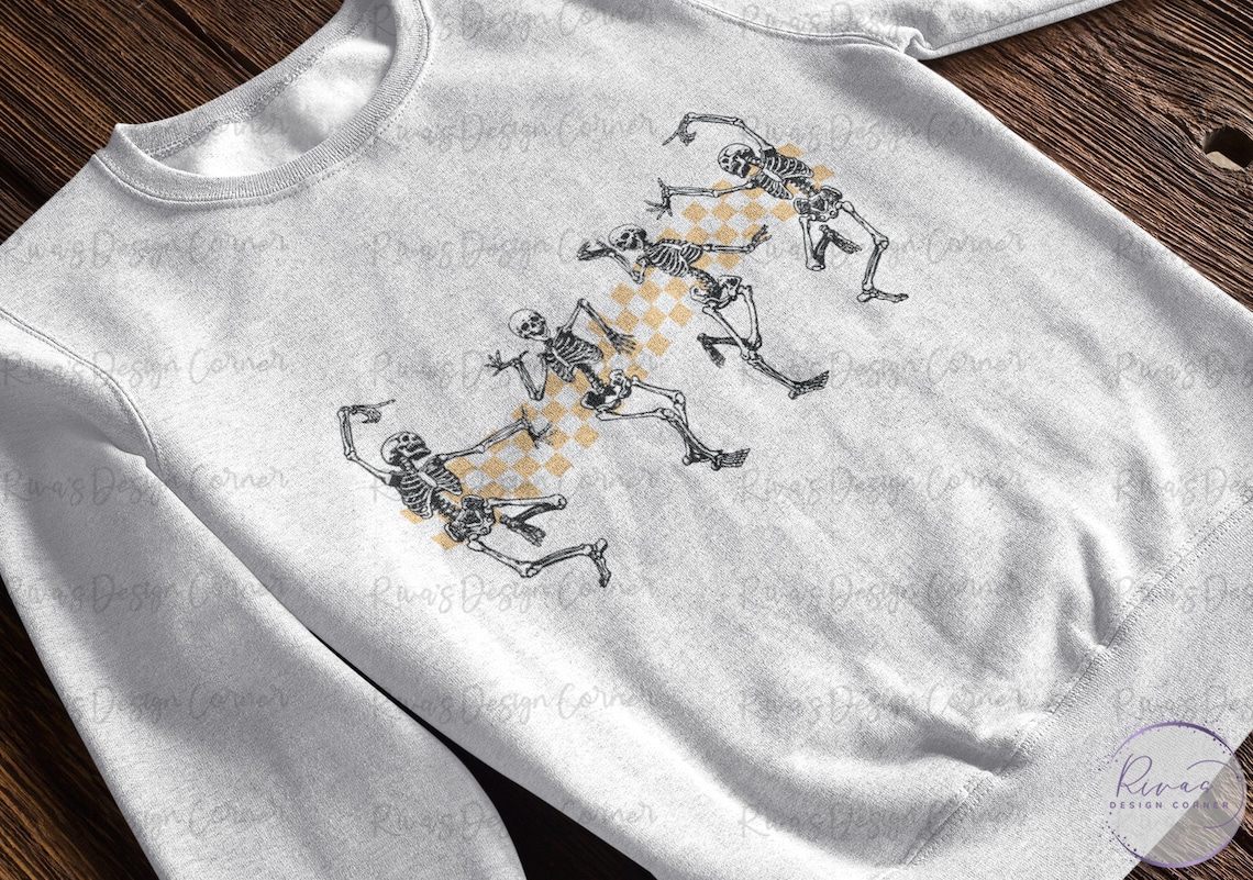 Dancing Skeletons PNG, Retro Checkerboard PNG, Skeleton Funny Dance Png ...