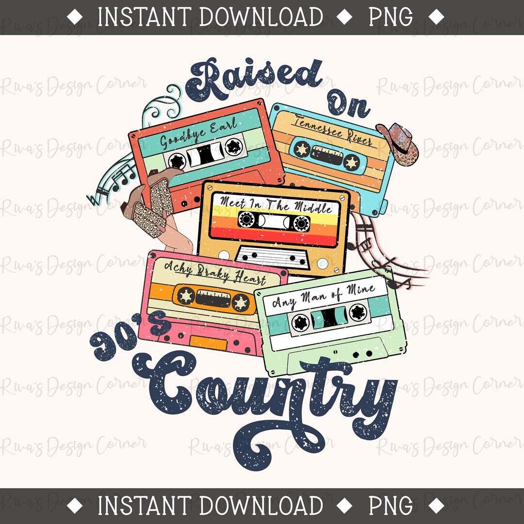90s Country Cassette Tapes, Retro Sublimations, Western PNG Sublimation ...