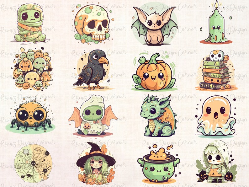 Kawaii Halloween Cute Pastel Candy Clip Art Bundle Happy Halloween ...