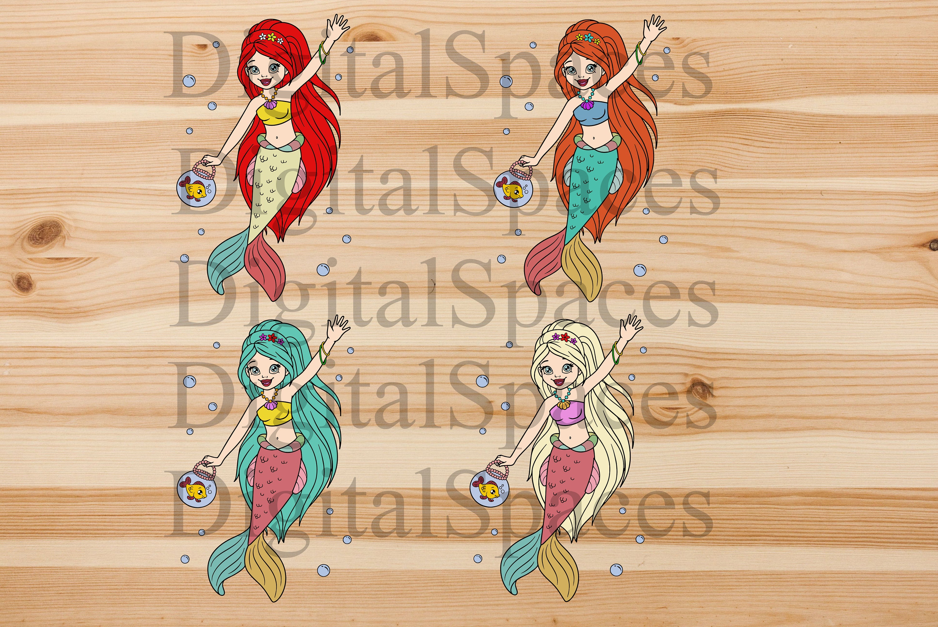 Mermaid Svg Bundle Mermaid Clipart Cute Mermaid Png Mermaid Etsy