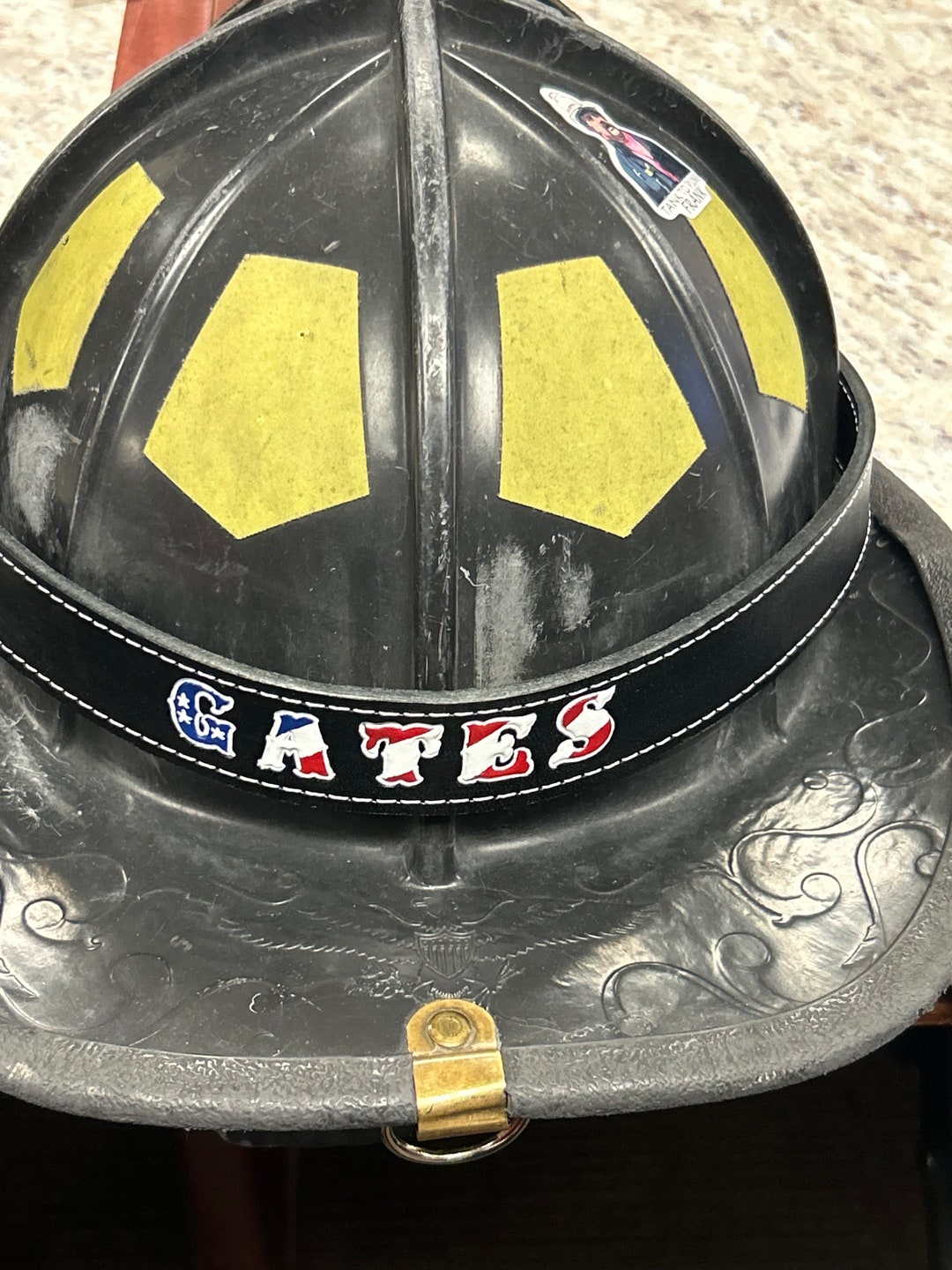 Custom Leather Firefighter Helmet Band ***READ ITEM DESCRIPTION Under ...