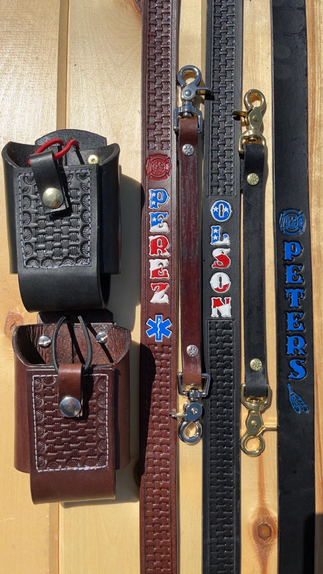 Custom Leather Firefighter Radio Strap and Holster Set, Fire and Ems ...