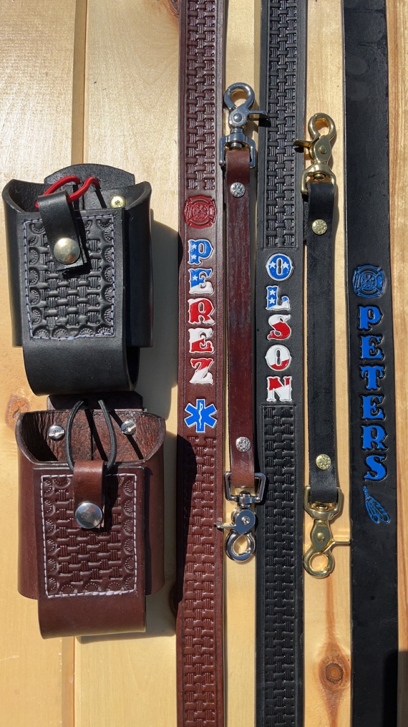 Custom Leather Firefighter Radio Strap and Holster Set, Fire and Ems ...