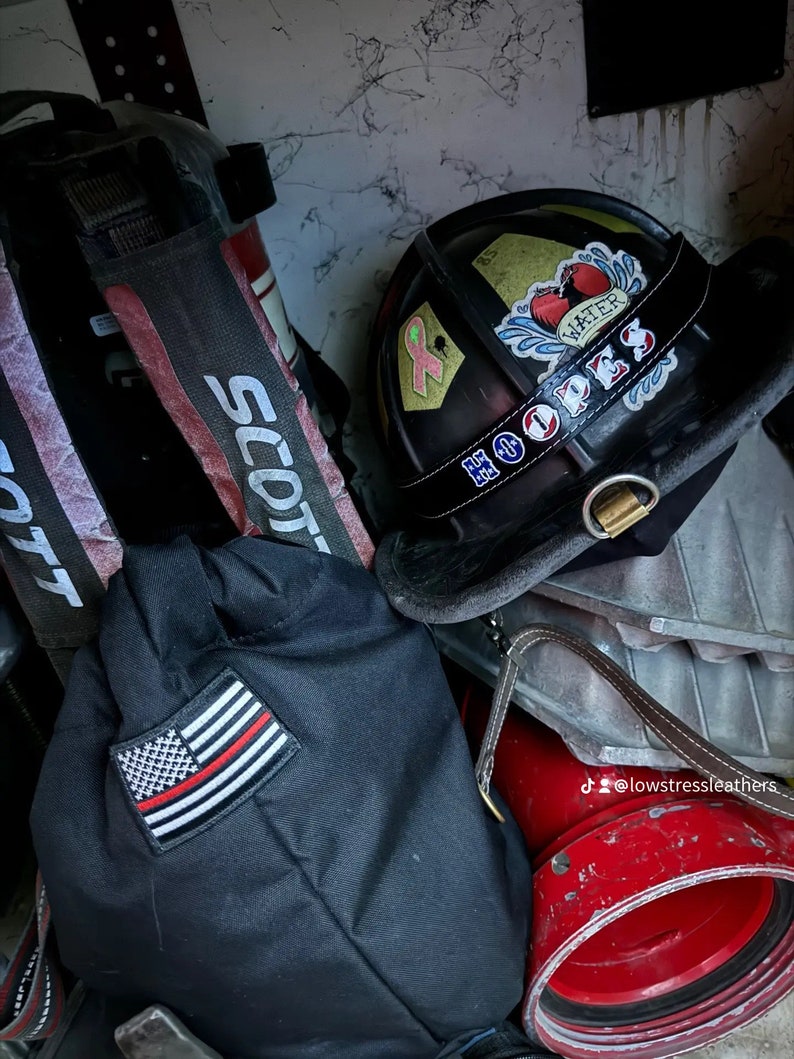 Custom Leather Firefighter Helmet Band READ ITEM DESCRIPTION Under Item ...