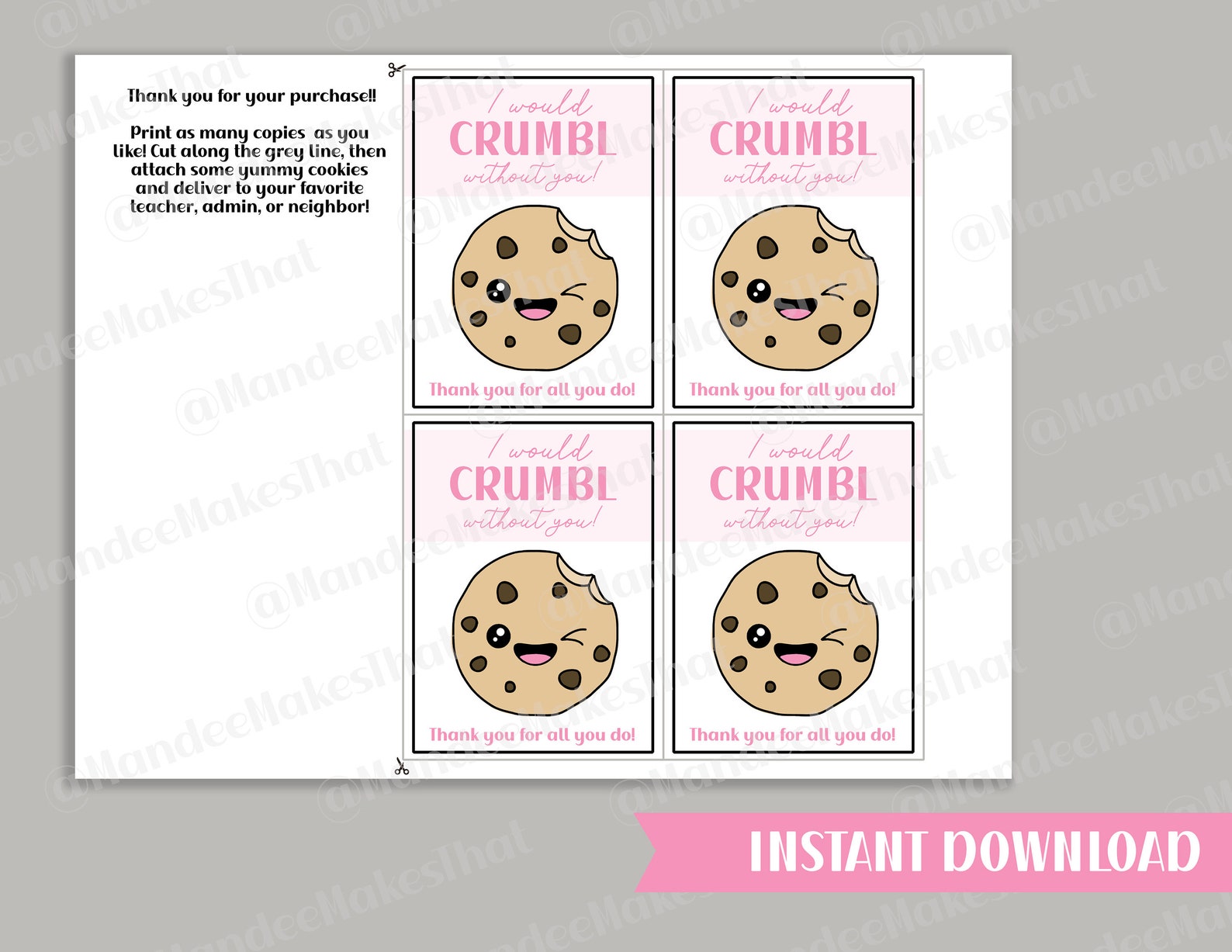 Teacher Appreciation Gift - Printable Cookie Tags - Teacher ...