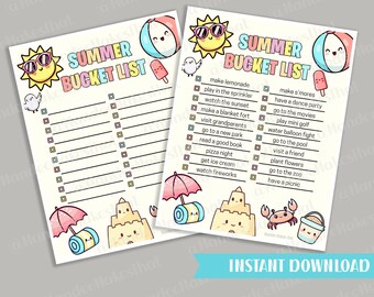 Summer Bucket List Printable, Summer Break Bucket List Template, Summer ...