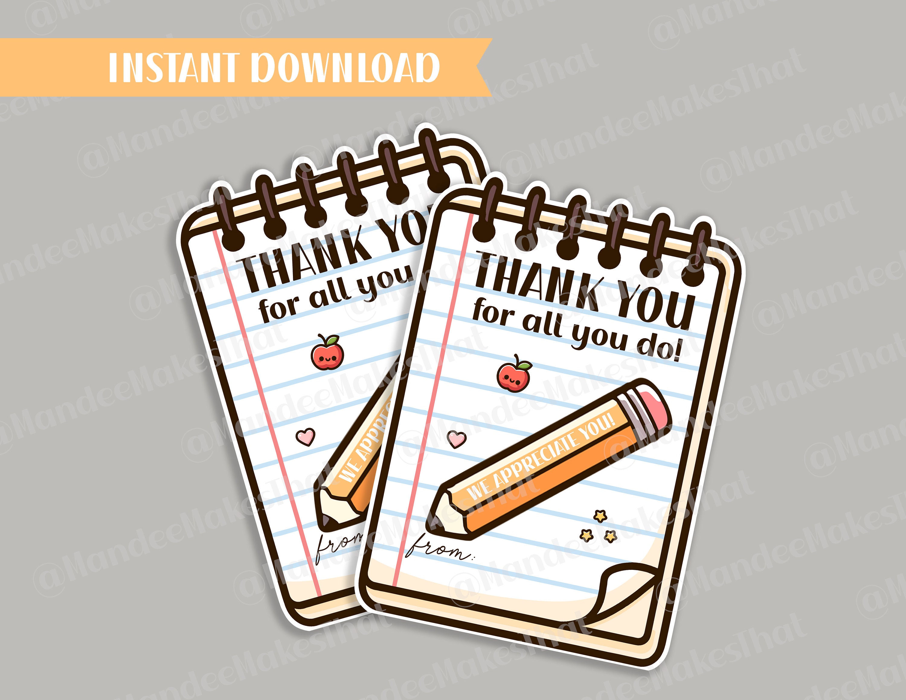 Teacher Appreciation Gift Printable Gift Tags Teacher Appreciation Card ...