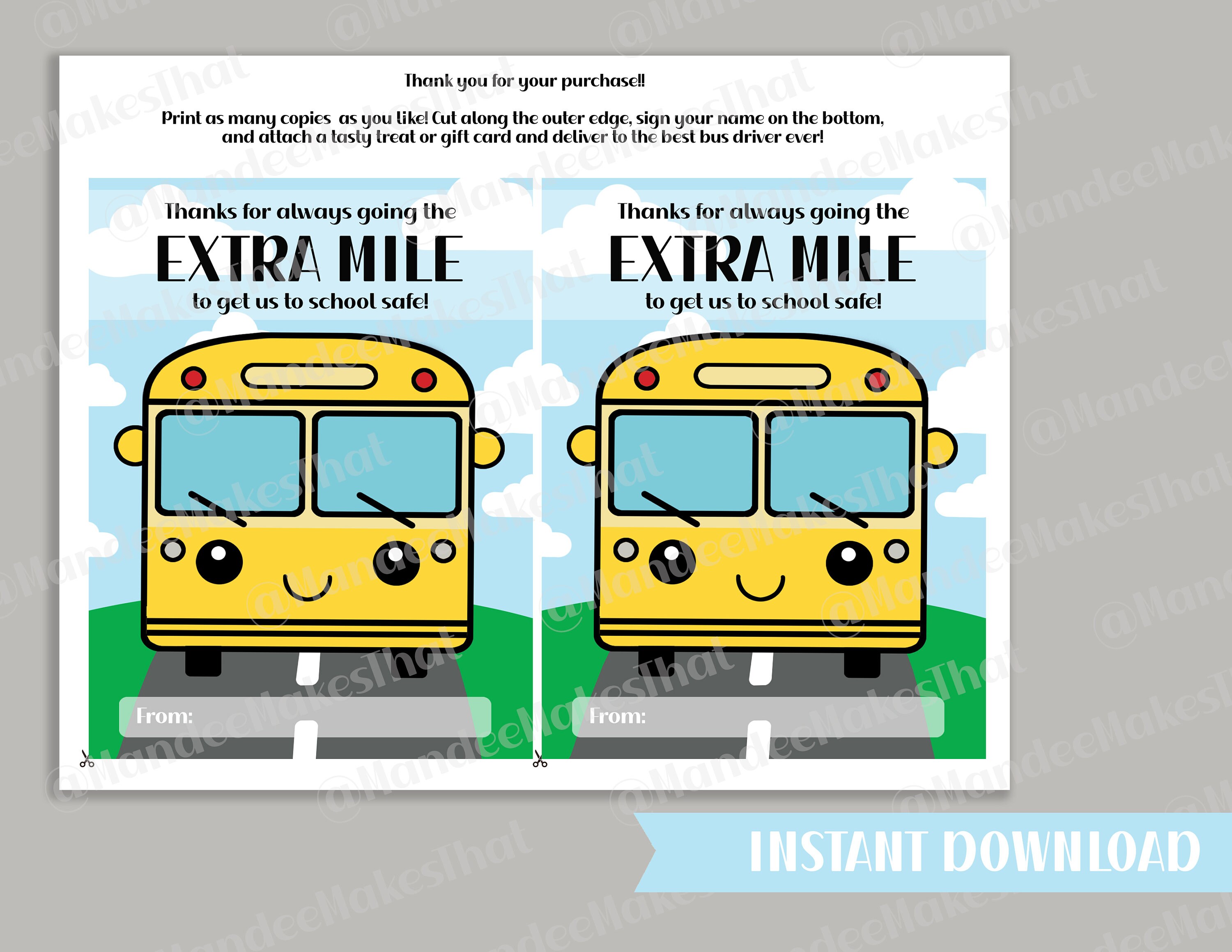 Adorable Bus Driver Appreciation Gift - Bus Driver Thank You Card ...