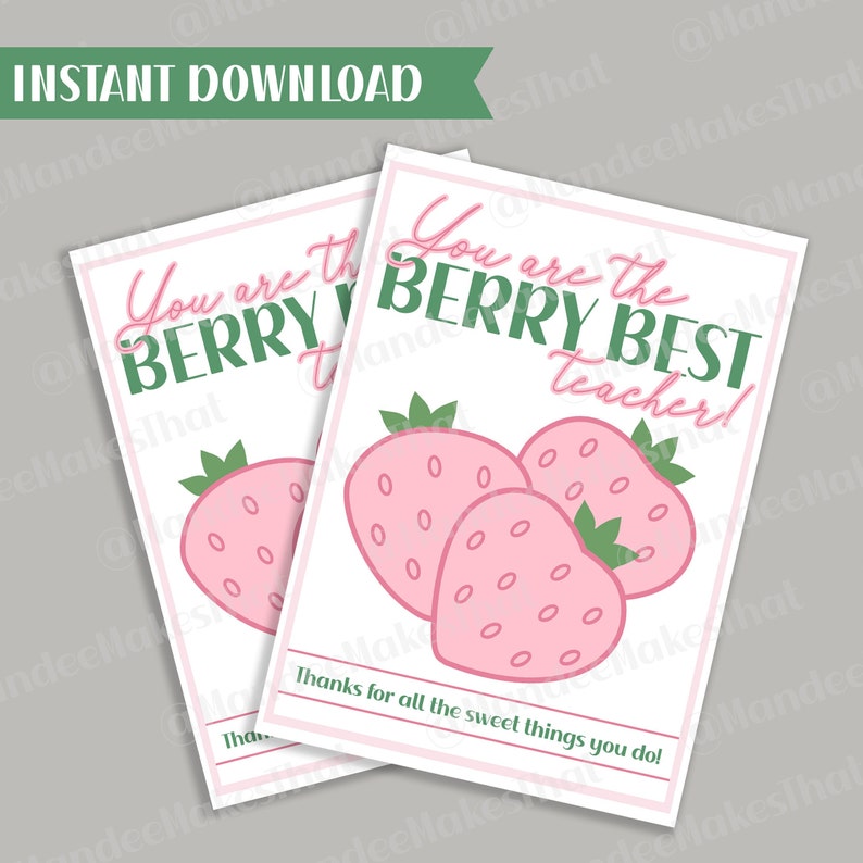 Berry Best Teacher Appreciation Gift Printable Gift Tags Teacher ...