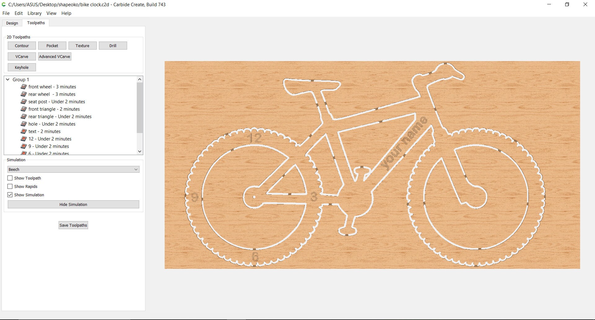 CNC Customizable Mountain Bike Clock Carbide Create C2D File - Etsy
