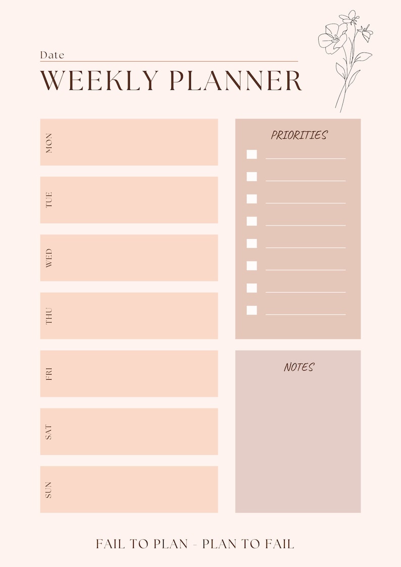Digital Weekly Planner, Printable, Instant Download, Maximize ...