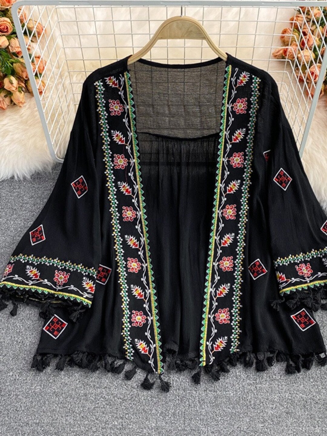 Summer Women's Shirt Bohemian Holiday Style Embroidered - Etsy