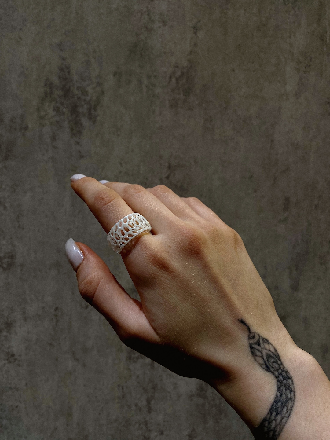 3d Printed Ring Futuristic Organic Pattern Contemporary Style - Etsy