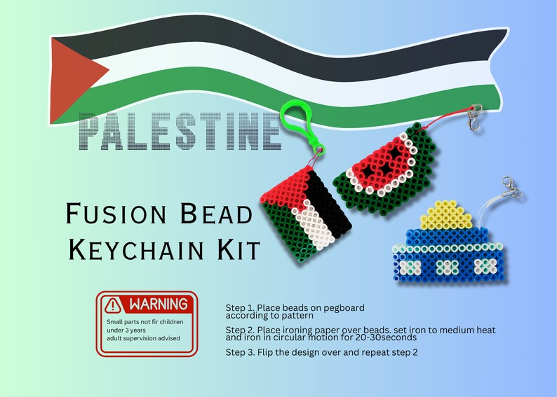 Palestine Perler Bead Keychain Craft Kit - Etsy