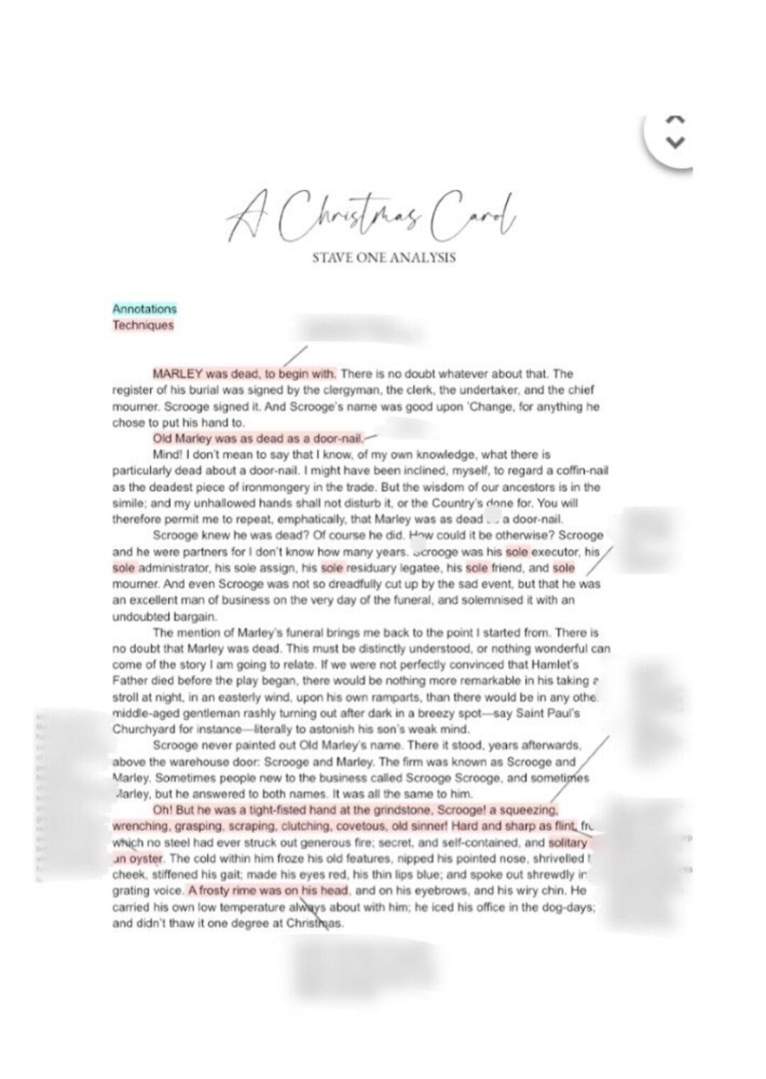 Revision Guide A Christmas Carol Stave 1 Analysis - Etsy