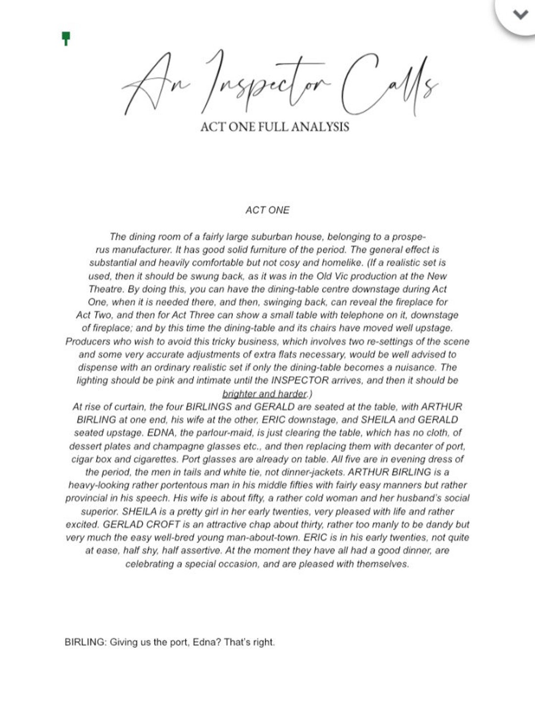 An Inspector Calls ACT ONE Full Analysis - Etsy An Inspector Calls ACT ONE Full Analysis - Etsy