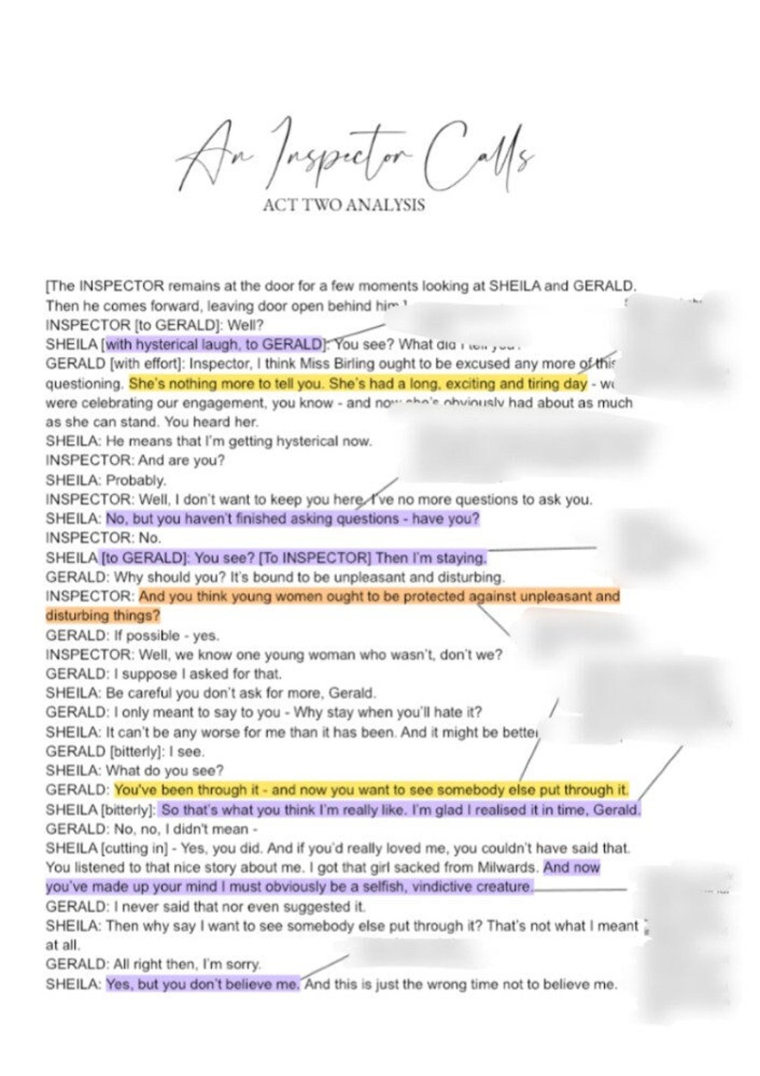 An Inspector Calls Act 2 Full Analysis - Etsy