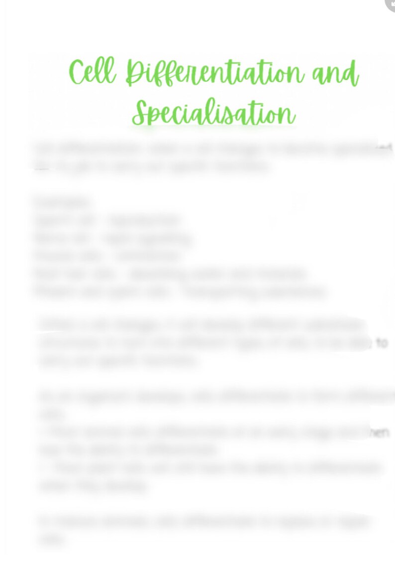 GCSE Biology Cell Structure Topic 1 AQA - Etsy UK