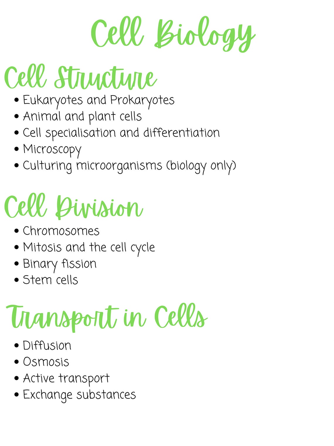 GCSE Biology Cell Structure Topic 1 AQA - Etsy UK