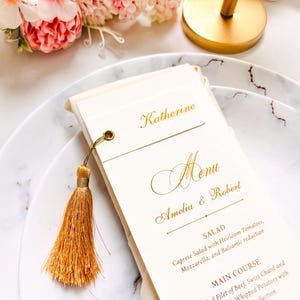 Personalized Wedding Menu With Name Card - Custom Wedding Menu, White ...