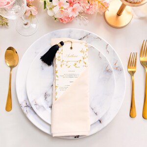 Floral Wedding Menu - Gold and White Menu, Personalised Wedding Menu ...