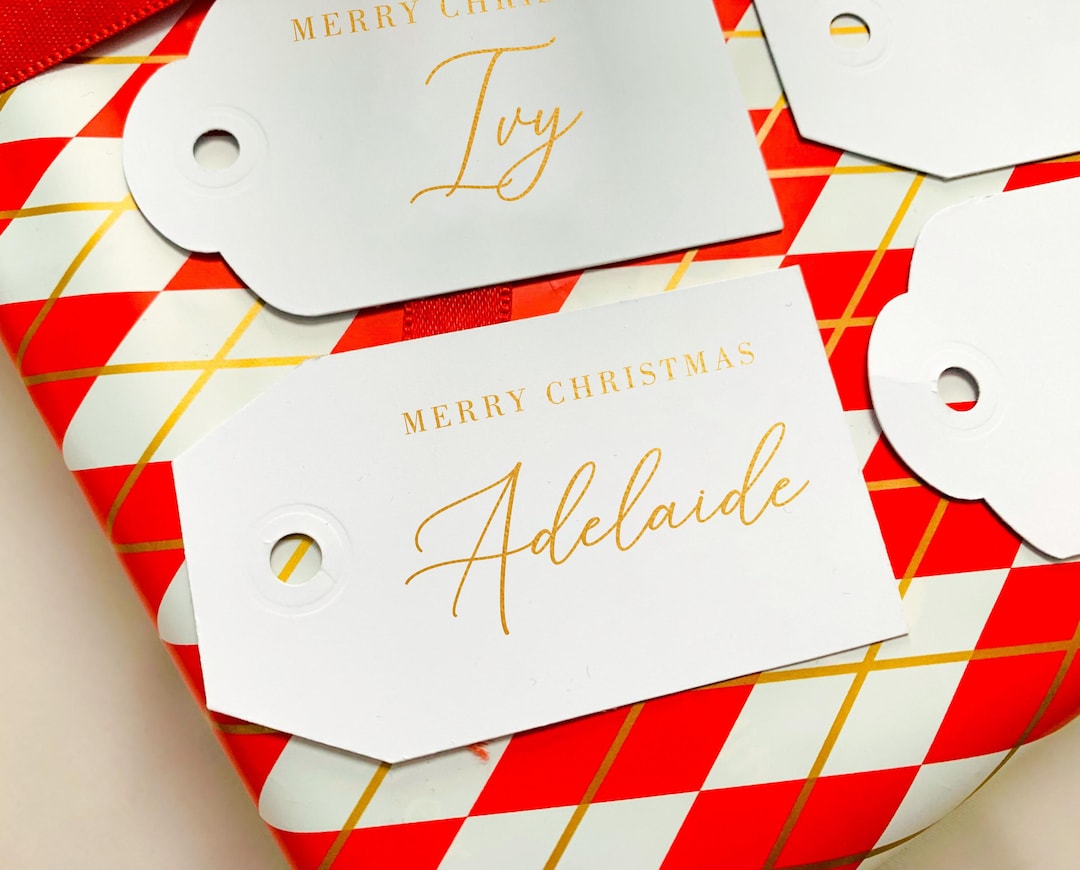 Gold Gift Tags - Personalized Gift Tags, Custom Name Tags, Holiday Gift ...