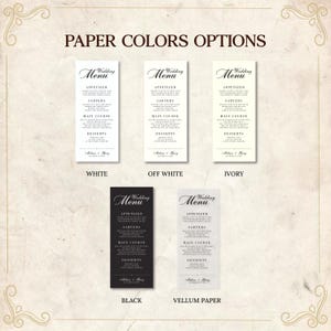Personalized Wedding Menu - Gold and White Menu, Custom Menu, Paper ...