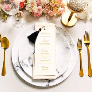 Menu With Namecard - Goil Foil Menu - Menu With Tassle, Customized ...