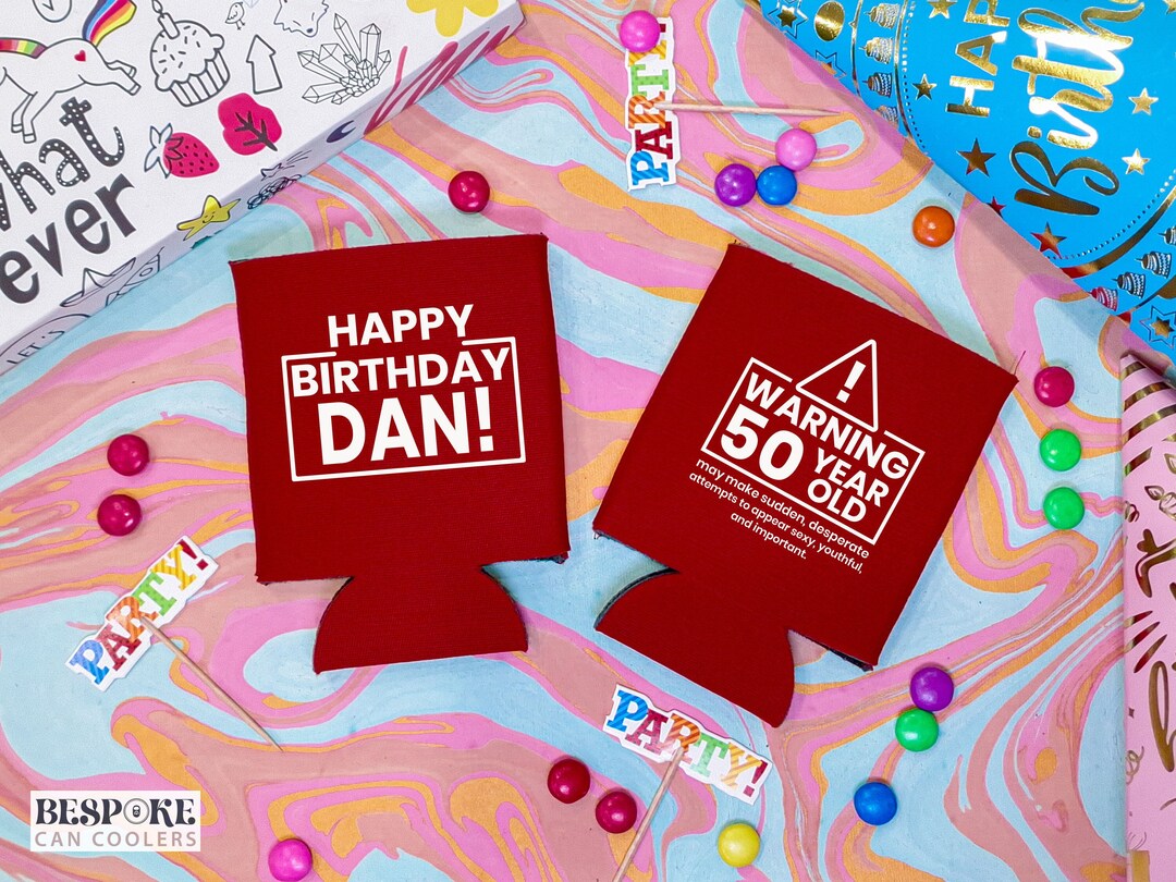 Warning 50 Years Old 50th Birthday Can Coolers 50th - Etsy